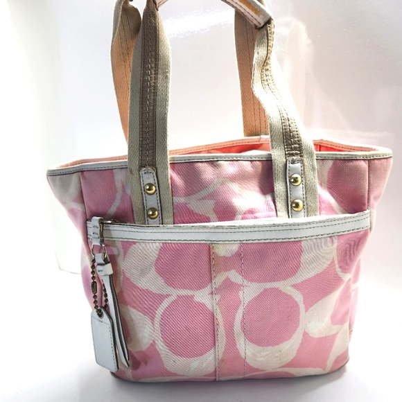 Coach | Bags | Coach Hampton Pink Scribble Signature Canvas Tote Y2k ...